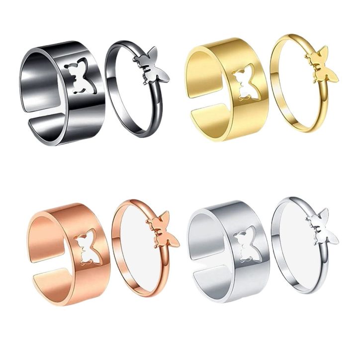 Stylish Butterfly Couple Rings for Women and Girls - Adjustable Sizes ...