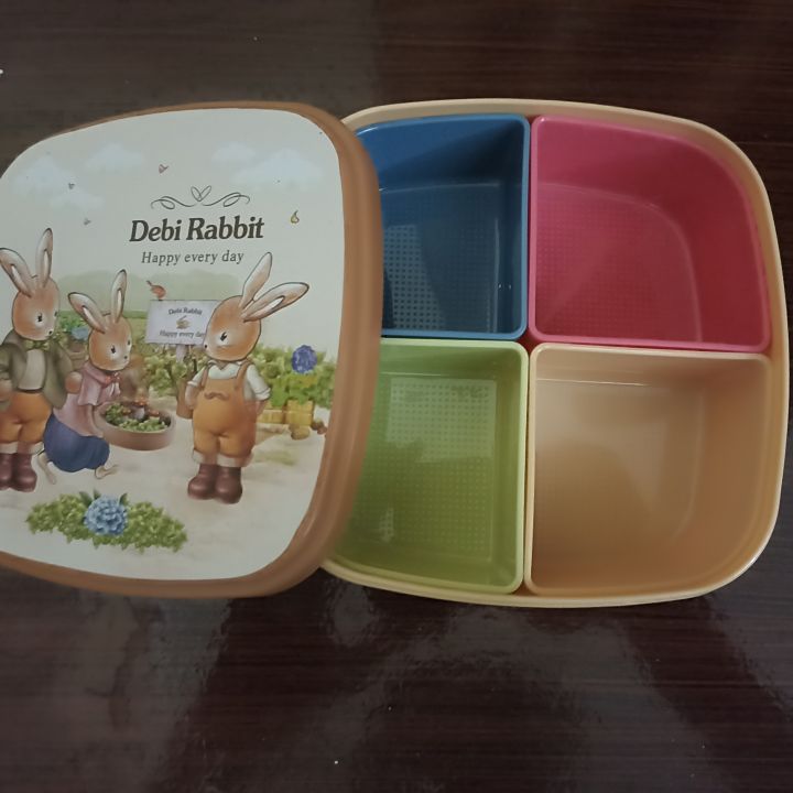 Debi Rabbit 4 Compartment Lunch Box For Kids With Storage Box Set ...