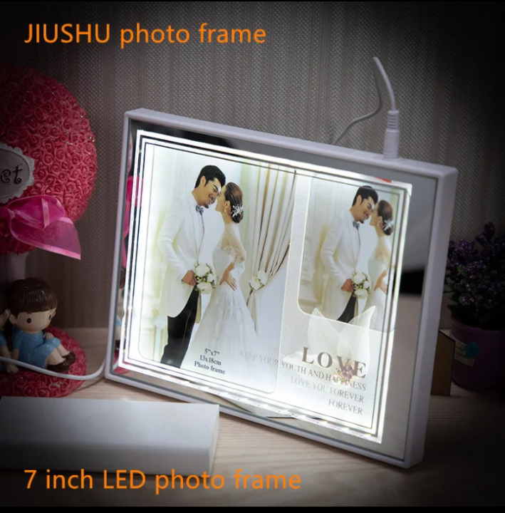 Mirror Photo Frame With Led Light - Led Light Photo Frame - Photo Frame ...