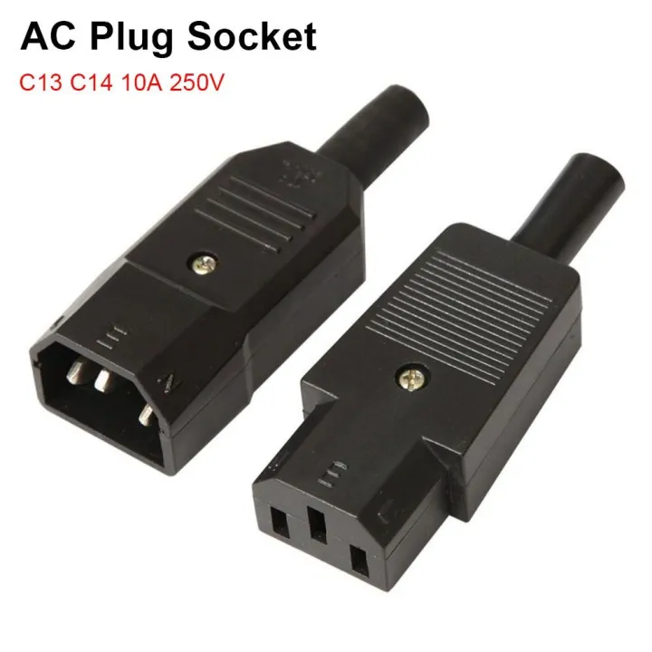 1Pcs Durable Male Female AC Plug Socket 3 Pin IEC 320 Straight AC Power ...