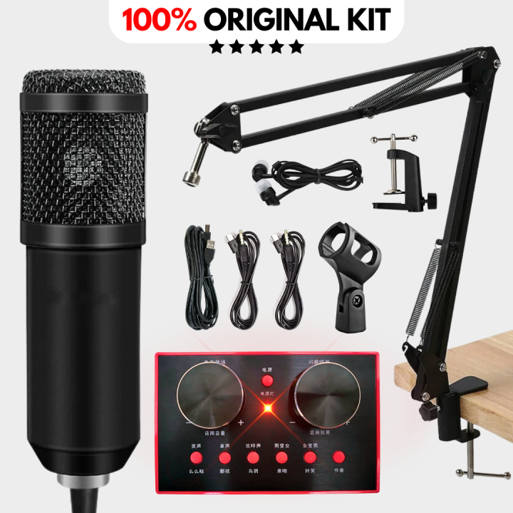 ORIGINAL BM800 Condenser Microphone KIT with V8 SoundCard for Studio ...