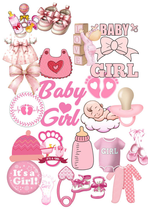 Pack Of 22 Sticker Baby Girl Sticker Baby Born Girl sticker New Born ...