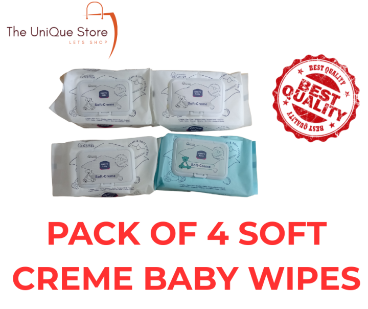 Pack Of 4 Soft Creme Baby Wipes (70 wet sheets each),Soft Cream Baby ...