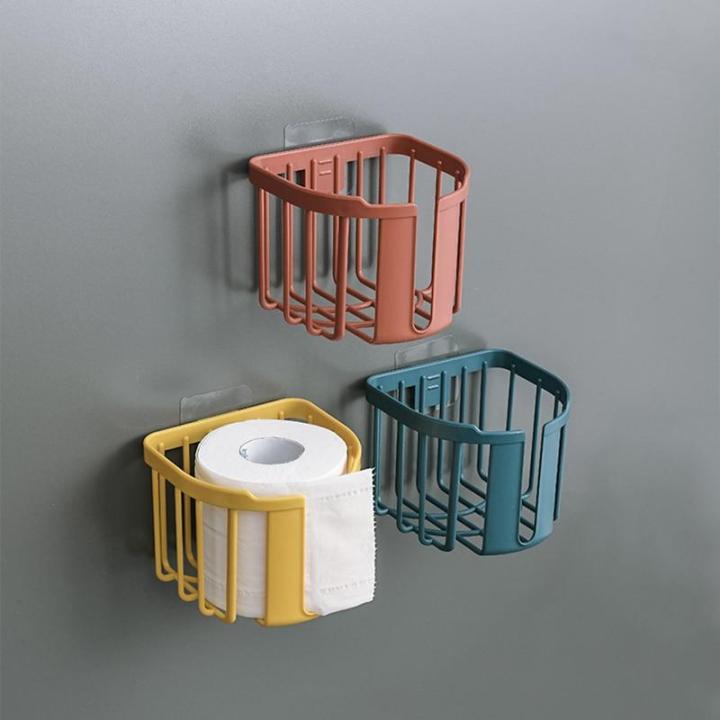 1 Pc Wall Mounted Toilet Roll Paper Basket Bathroom Punch-free Tissue ...
