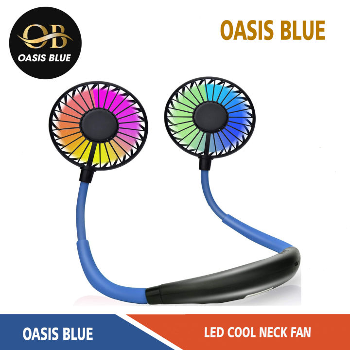 OASIS BLUE Hanging Neck Fan for Kitchen Folding Fan Wearable Portable ...