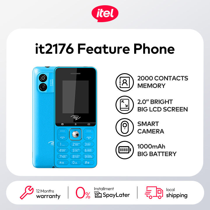 itel it2176 Feature Phone | 2.0″ Bright Big Screen | 1,000mAh Big ...
