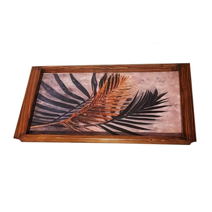 Beautiful Wooden Serving Tray/Breakfast Tray with Leaves Design | Daraz.pk