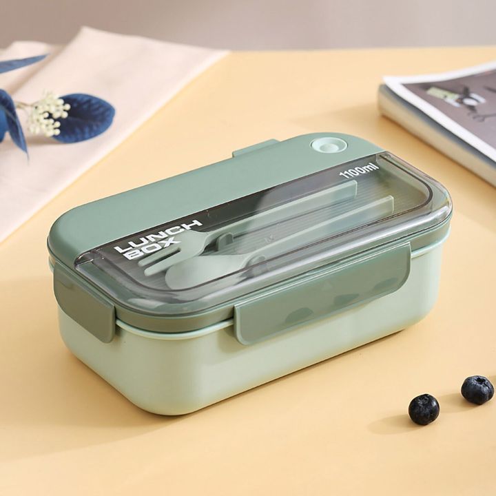 Rectangular 2 Compartment Bento Box With Spoon & Fork Lunch Box for ...