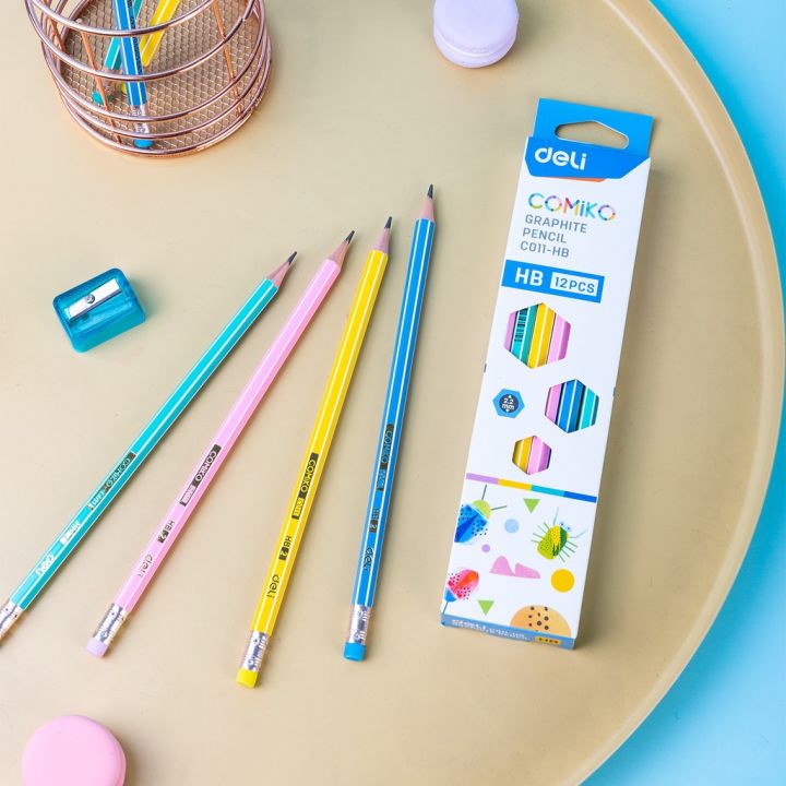 Deli Graphite Pencils for School 12PCS/BOX HB/2B Ordinary Pencil ...