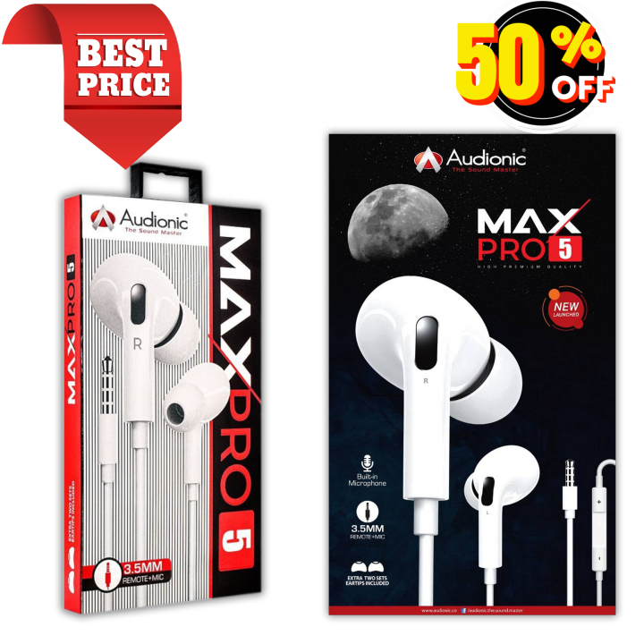 [FREE DELIVERY] Audionic Max Pro 5 Handsfree - FLAT 50% OFF | Daraz.pk