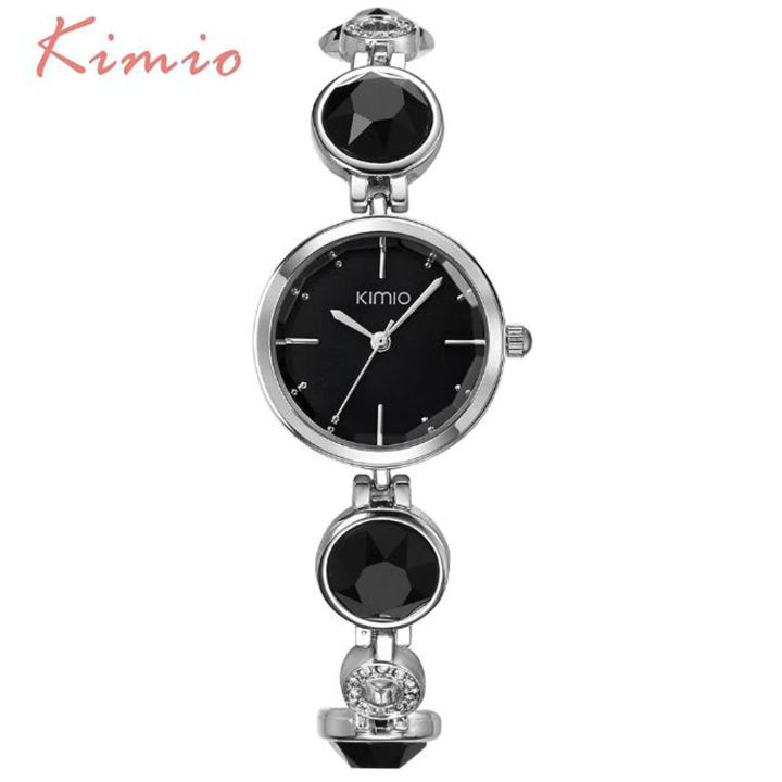 KIMIO Fashion Crystal Stone Bracelet Watch For Women / Girls - Black ...