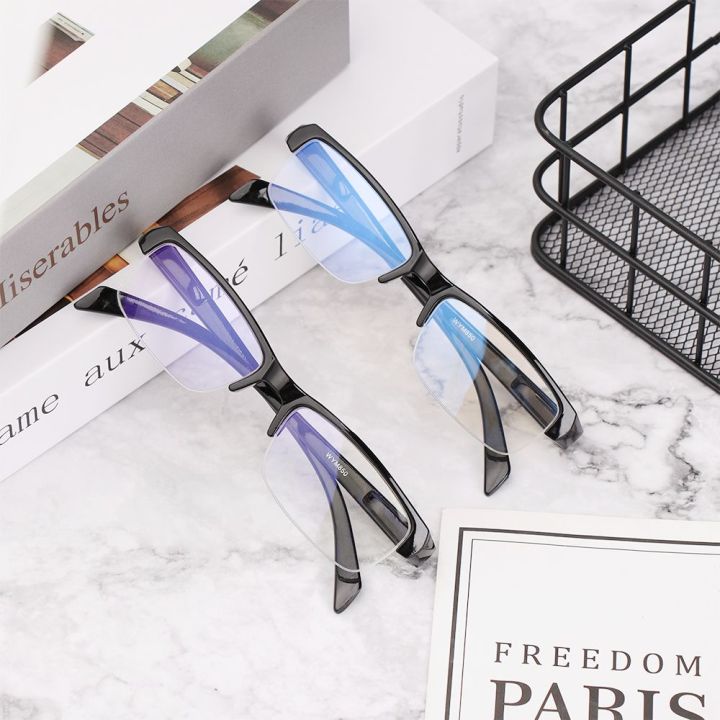 New Half Frame Resin Flat Lens Reading Glasses Myopia Glasses Vision ...