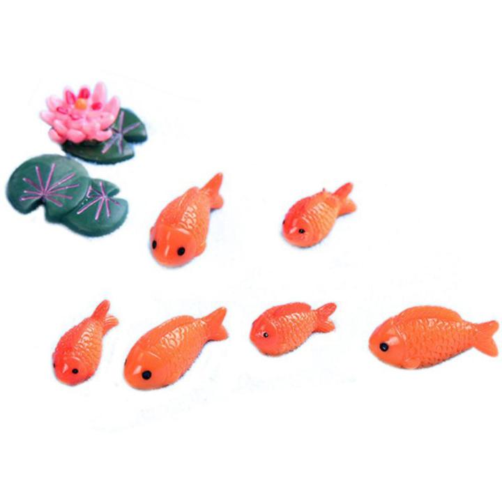 8pc/lot Red Fish miniature figures decorative mini fairy garden animals ...