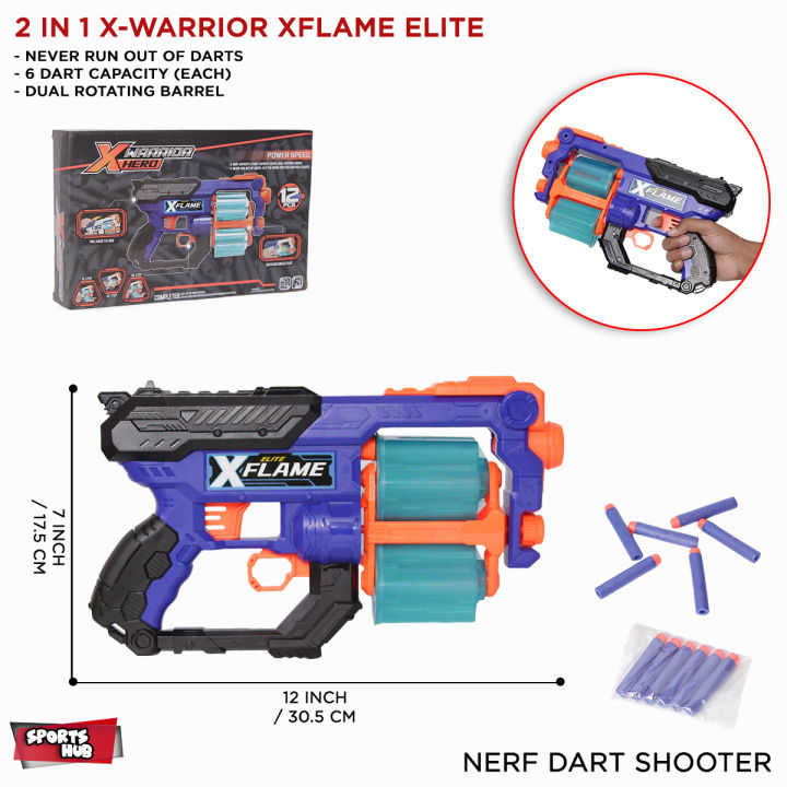 Elite X Flame Warrior Nerf _Gun 12 Darts Capacity With Double Rotating ...