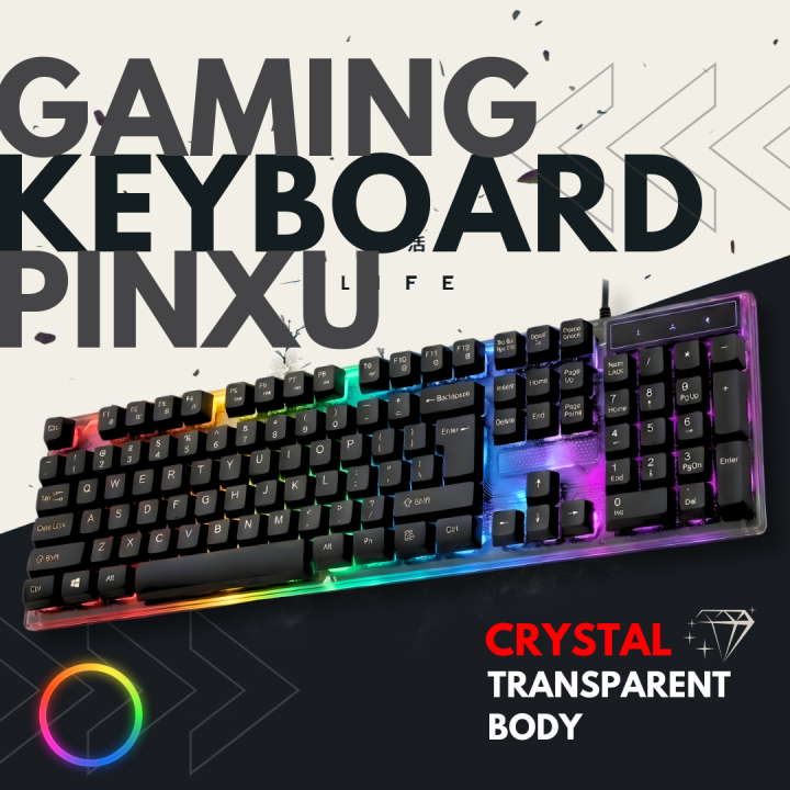 Crystal Clear RGB Light-Up Gaming Keyboard | Transparent Frame Design ...