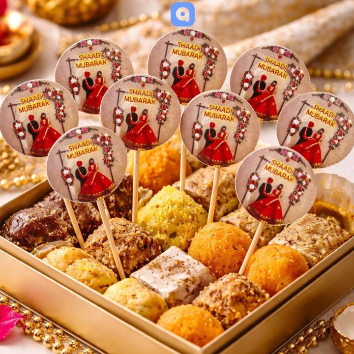 Shadi Mubarak Meethai Cake Topper – Pack of 10 Pcs | Elegant Wedding ...