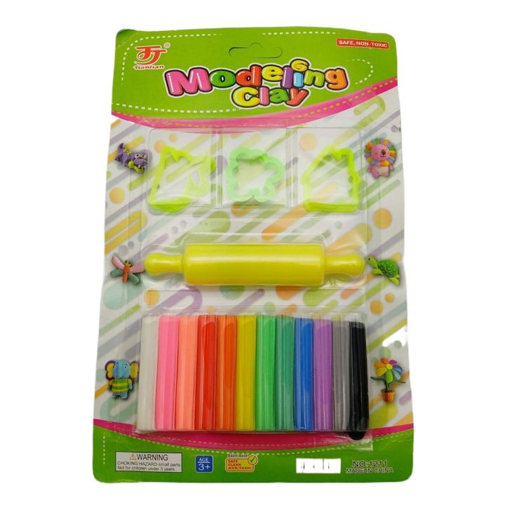 Pack Of 12 Colorful Modeling Clay Set With Accessories Included For ...
