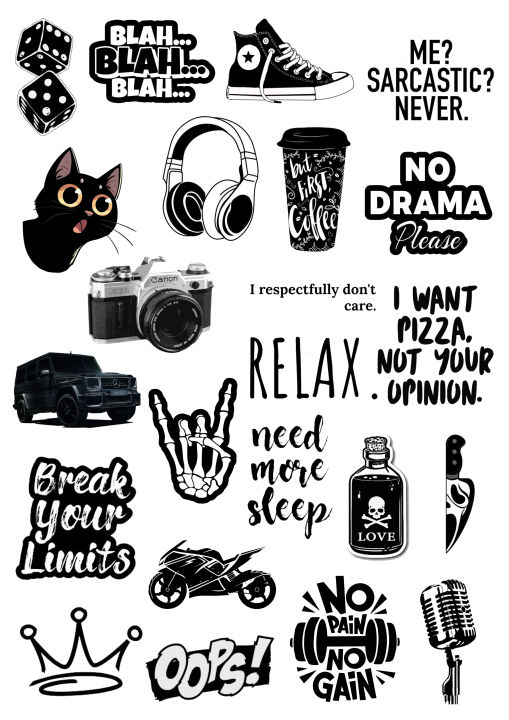 Black Dark Stickers Aesthetic Stickers 23 Pieces of Cool Stickers For ...