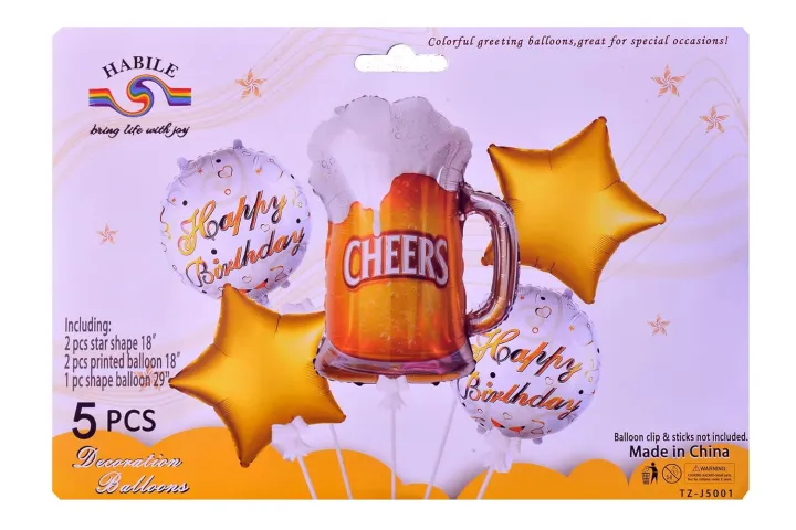 | Happy Birthday & Star Balloons for Men’s Party Decoration Cheers and ...