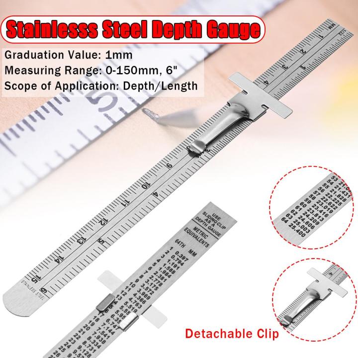 6" Tools DIY 0-150mm Stainless Steel Standard Rule Scale Depth Length ...