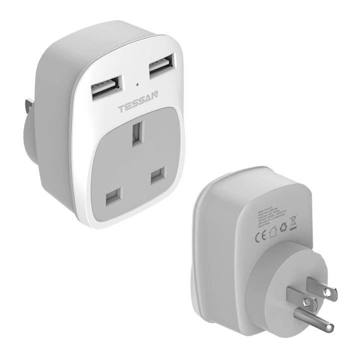 SG to US Travel Plug Adapter with 2 USB Ports Grounded America Travel ...
