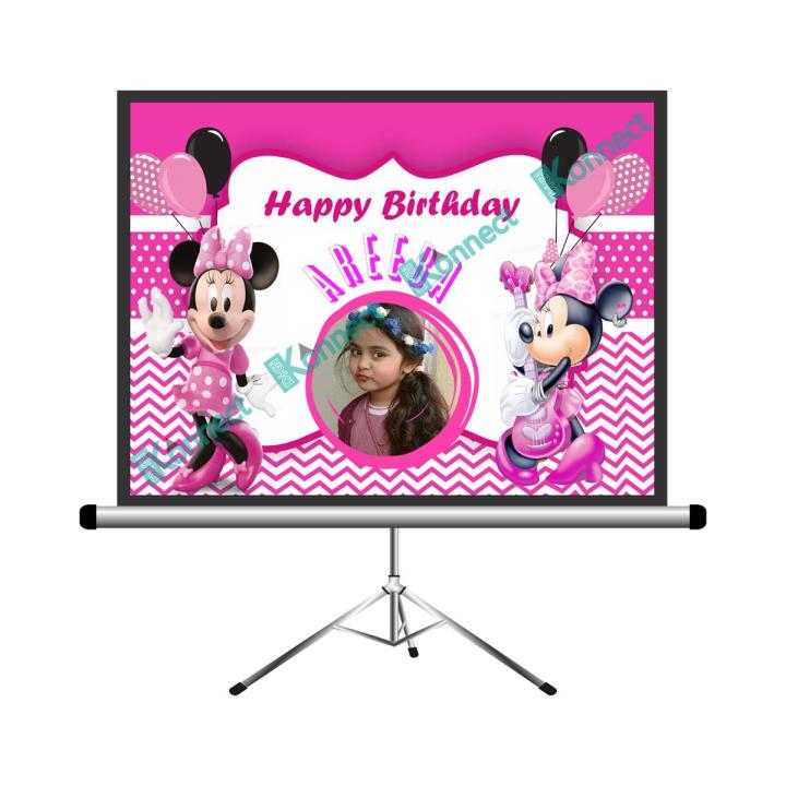 Customized Birthday Backdrop Minnie Mouse Theme Size 4x3 Feet | Daraz.pk