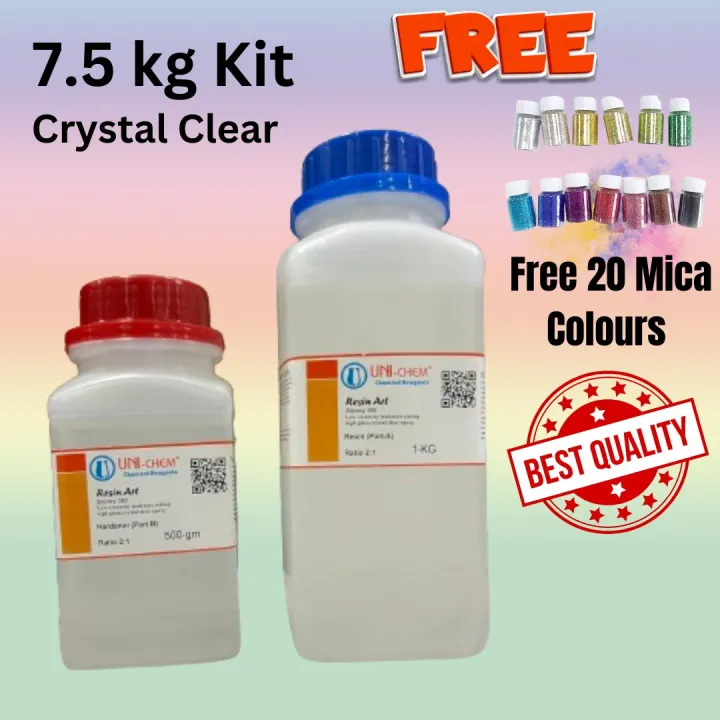 Resin Art Epoxy Crystal Clear liquid kit Ratio 2:1 (180g), (1.5kg) and (7.5kg) for Art, Craft ...