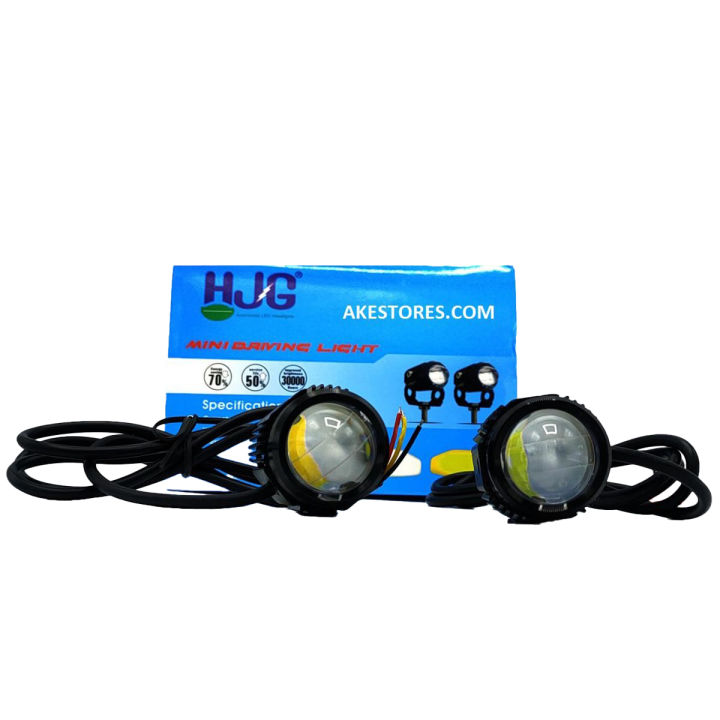 AKE 2-PCS HJG Mini Driving Motorcycle Led Light 20w Dual Tone 3-Wires ...