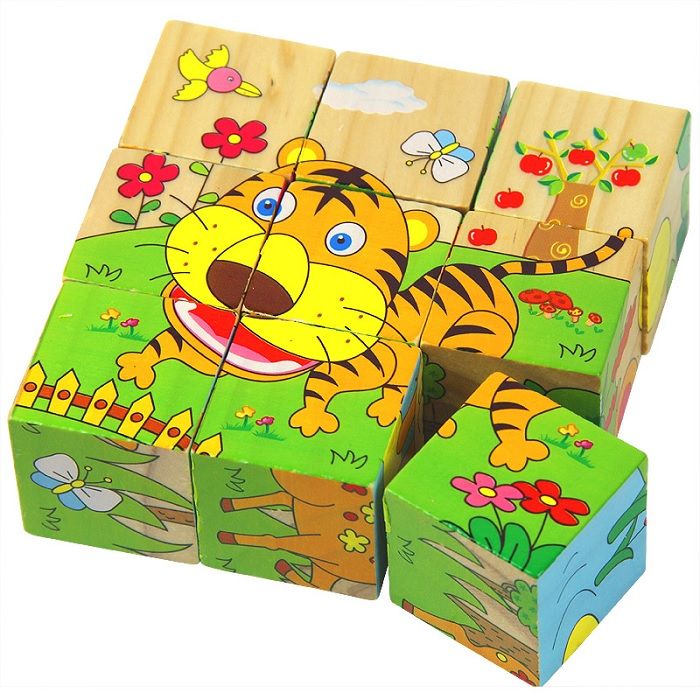 6 Sided Jungle Animals Cubical Wooden Puzzle for Kids KS | Daraz.pk