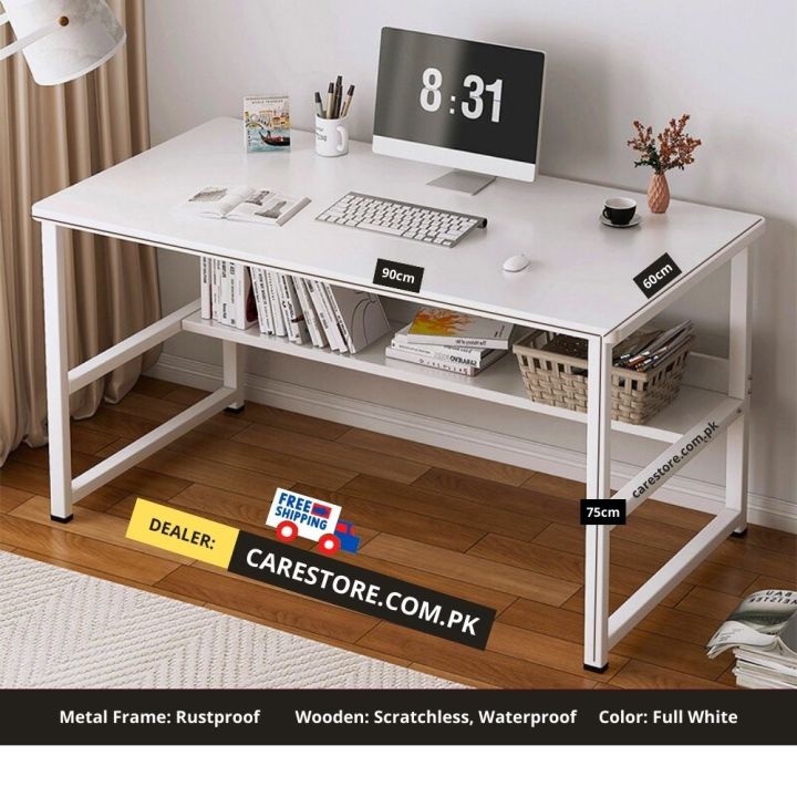 Ideal Computer table & Study desk with Wood and 25mm Metal Frame Powder ...