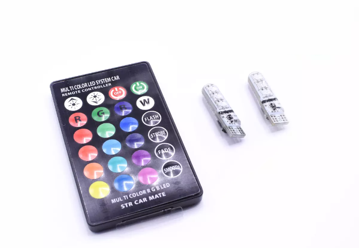 Multi Color LED Car Parking Bulbs with Remote Control | Daraz.pk