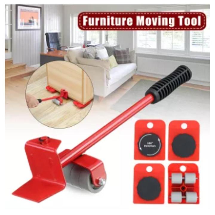 Furniture Moving Transport Set 4 Mover Roller+1 Wheel Bar Furniture ...