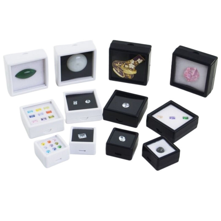 3/4/5cm Square Color Gemstone Display Box Transparent Glass Cover ...