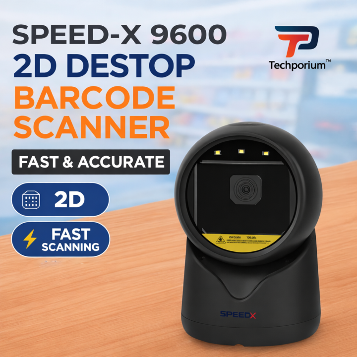 Speed-X 9600 2D Desktop Barcode Scanner - High-Speed Omni-directional ...
