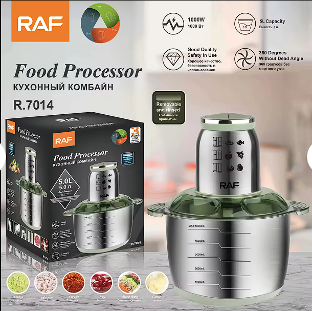 Raf R.7014 Mini Food Processor Chopper 5l Capacity 2 Gears Home Use Chopper | Daraz.pk