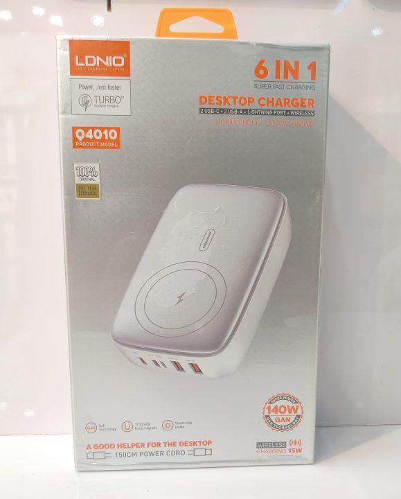 LDNIO Q4010 140W 3C+2U & 15W WIRELESS CHARGING DESKTOP CHARGER. | Daraz.pk