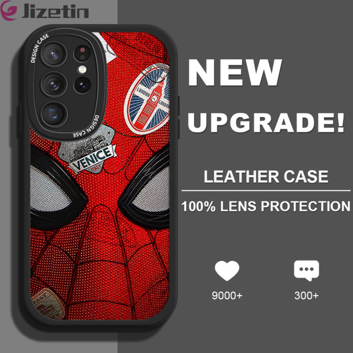 Jizetin for Samsung S21 Ultra 5G Back Cover Spider Man Lambskin Texture ...