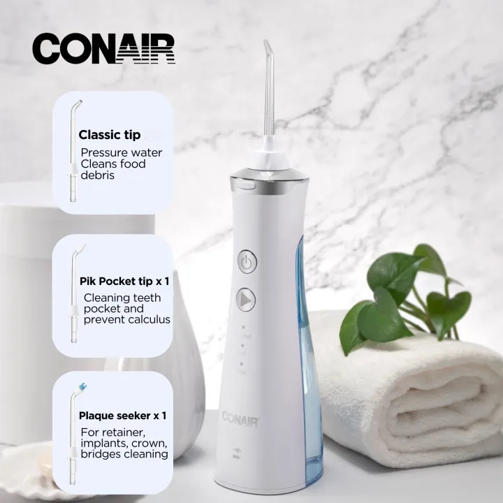 CONAIR Water Flosser Cordless Teeth Cleaner with 3 Modes, Normal, Soft ...