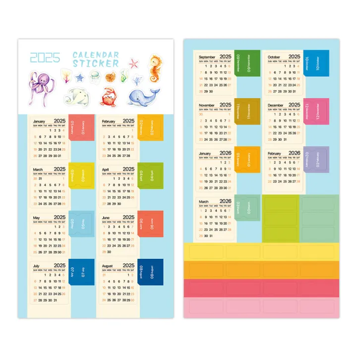 Pre-Cut Calendar Stickers Personalized Adhesive 2 Sheets Index Tabs ...