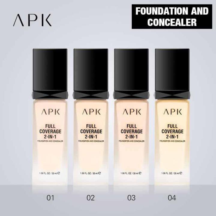 A-P-K Full Coverage 2-in-1 Foundation & Concealer - 30ml, Matte Finish ...