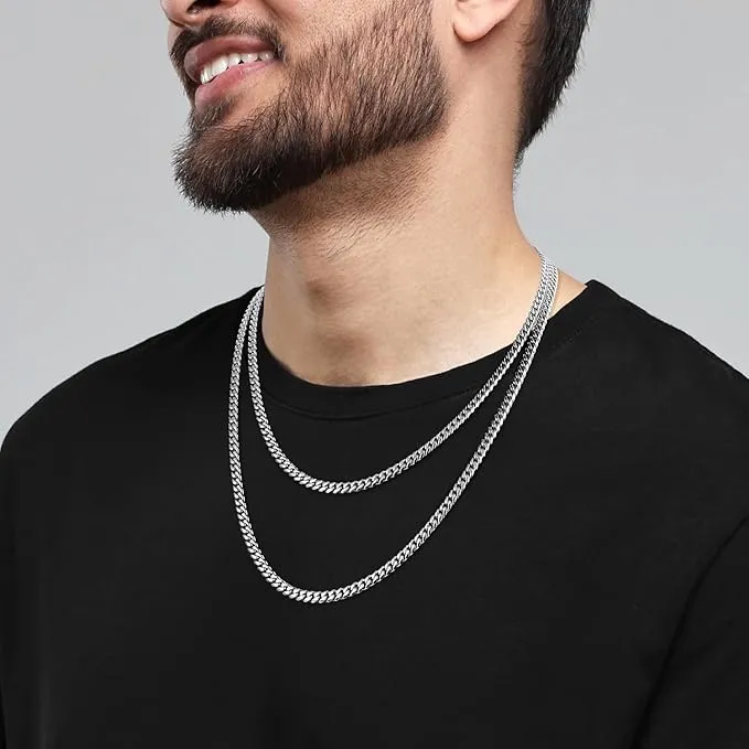 24k Gold Filled Men’s Cuban Chain – Silver, Black, and Golden Stainless ...