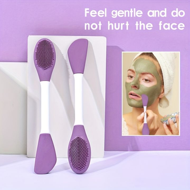 Silicone Double Head Mask Brush, Silicone Face Wash Brush, Mud Film ...