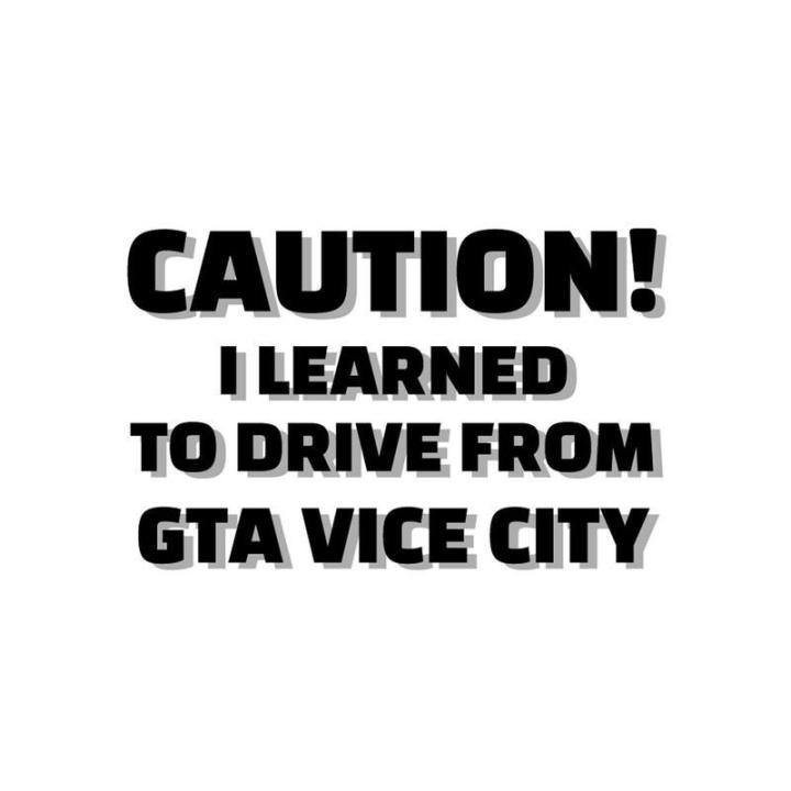 Funny Caution Sign Warning Car Sticker - GTA Vice City Theme - Caution ...