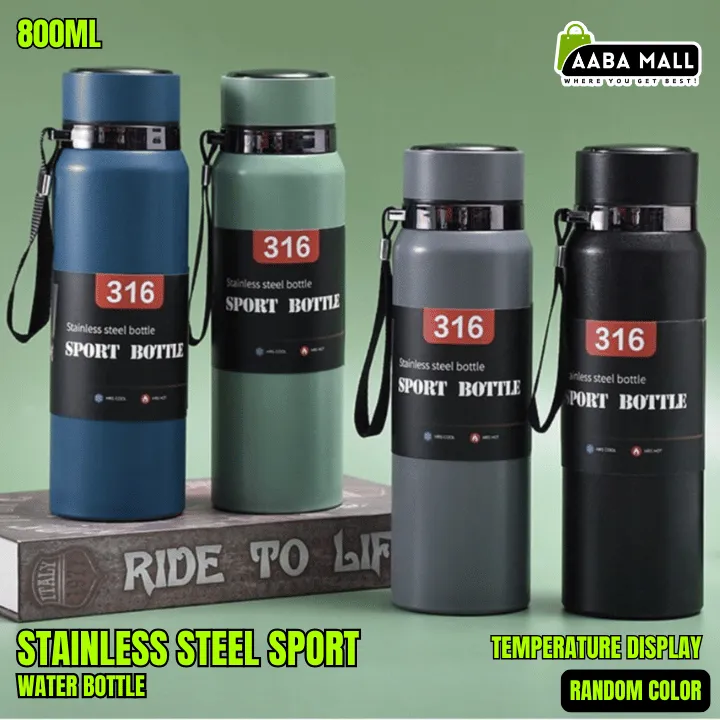316 Stainless Steel Sport Water Bottle – 800ml | Temperature Display ...
