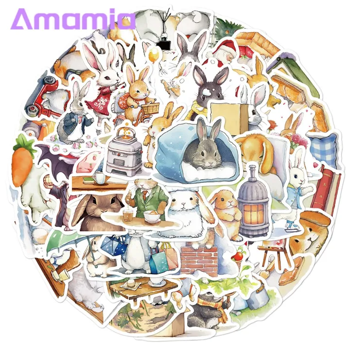 Rabbit Stickers Kit 50pcs Cute Rabbit Sticker Set for Phone Laptop ...