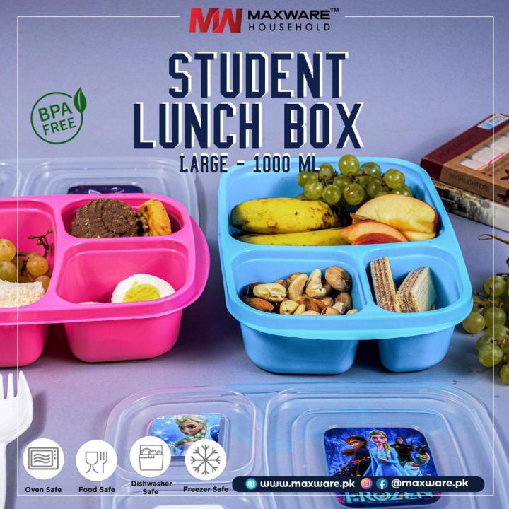 Student Lunch Box Large 1000 ML (With Three Portions) For School | Daraz.pk