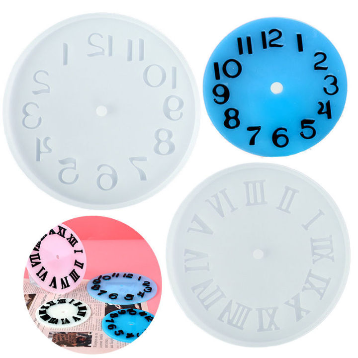 Wall Clock Mold Round Roman Arabic Numerals Clocks Epoxy Resin Casting ...
