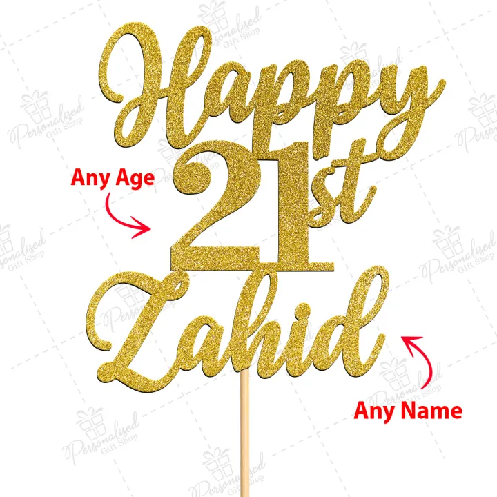 PERSONALISED Custom Happy 21st Birthday Cake Topper For Party ...