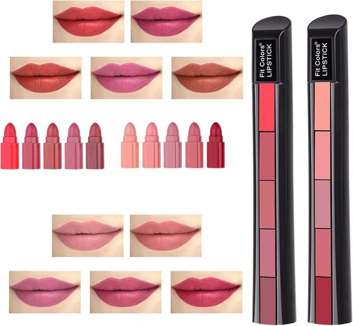 5 in 1 Creamy Matte Lipstick Red and Nude Edition For Girls 5 In 1 ...