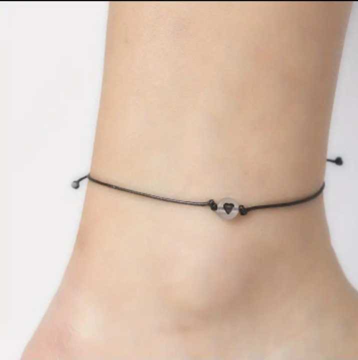 Mimalit Black trg Heart Anklet – Adjutable Lightweight Ankle Bracelet ...